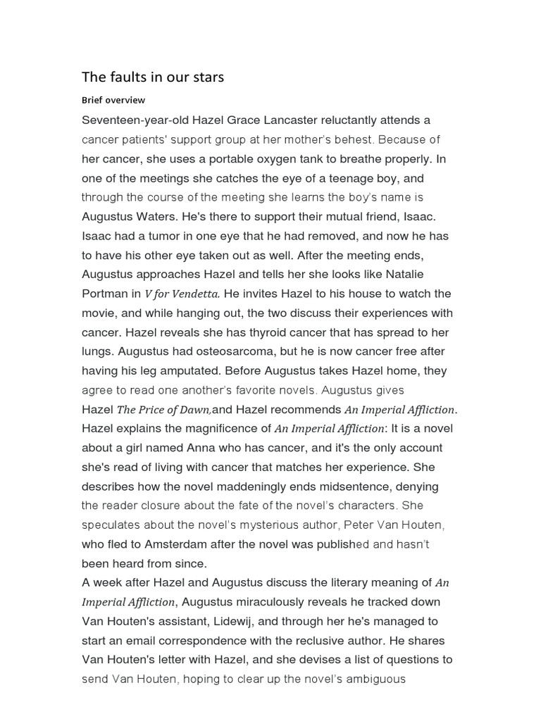 The Fault In Our Stars Isaac Eulogy