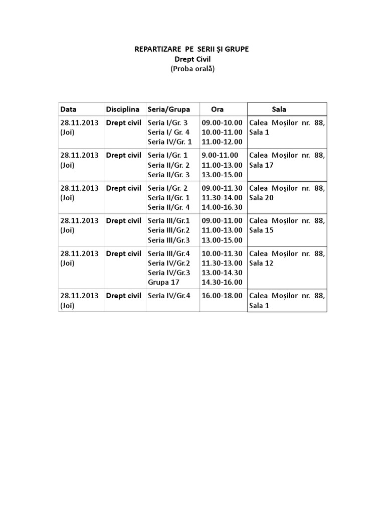 Drept Civil: Program Examene 28 Noiembrie | PDF | Social Science ...