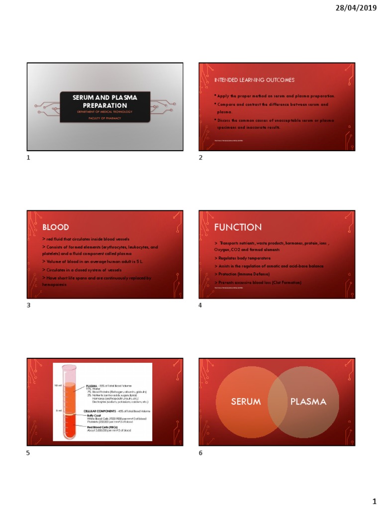 Activity 11 Discussion Serum Plasma Preparation Centrifuging and ...