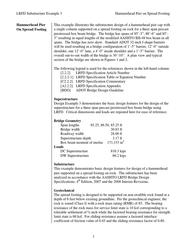 Hammerhead Pier Design on Spread Footing | PDF | Friction ...