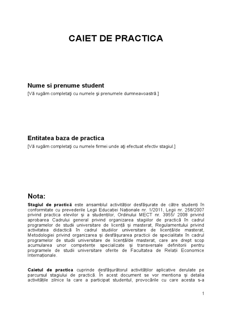Caiet Practica Ase | PDF