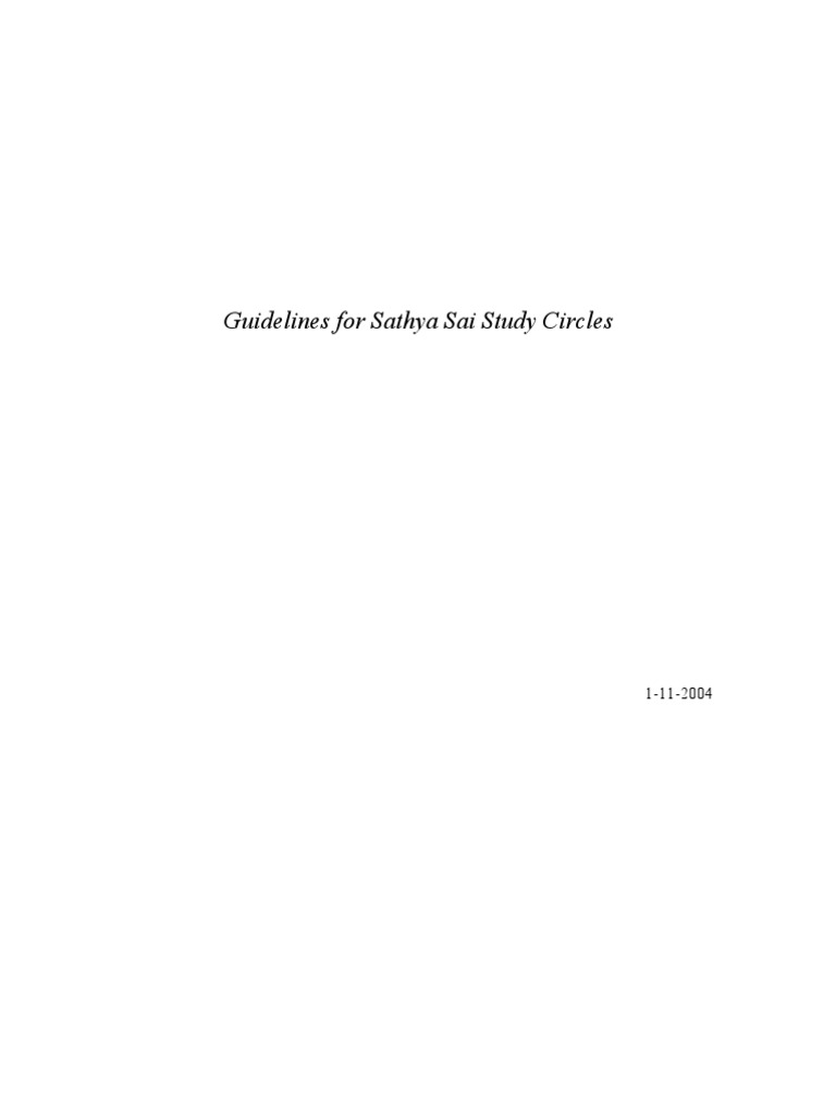 Guidelines For Sathya Sai Study Circles | PDF | Sathya Sai Baba | Facilitator