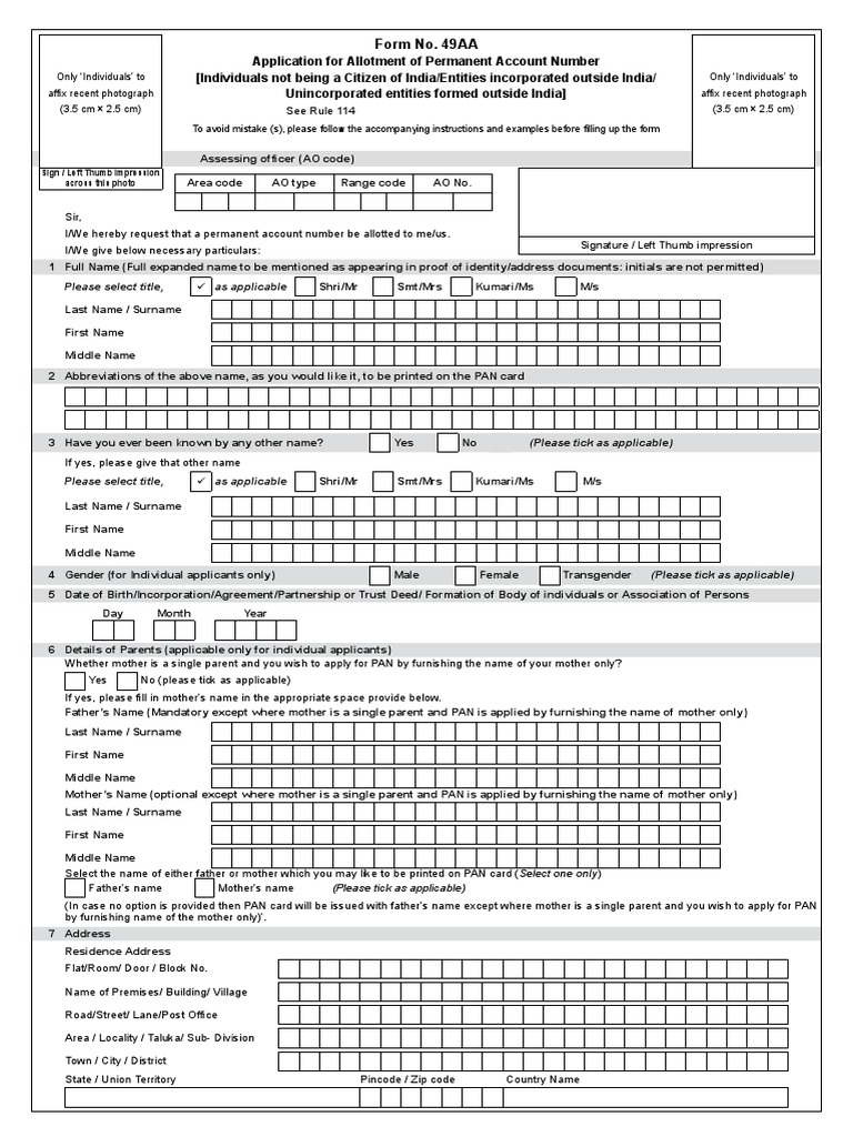 Form 49AA | PDF | Government | Business