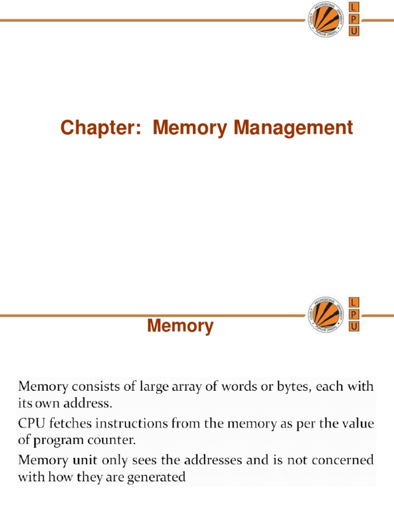 Memory Management in OS | PDF | Computer Data Storage | Cpu Cache