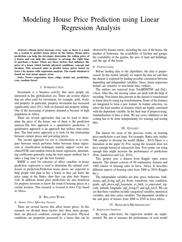 House Price Prediction | PDF | Regression Analysis | Linear Regression