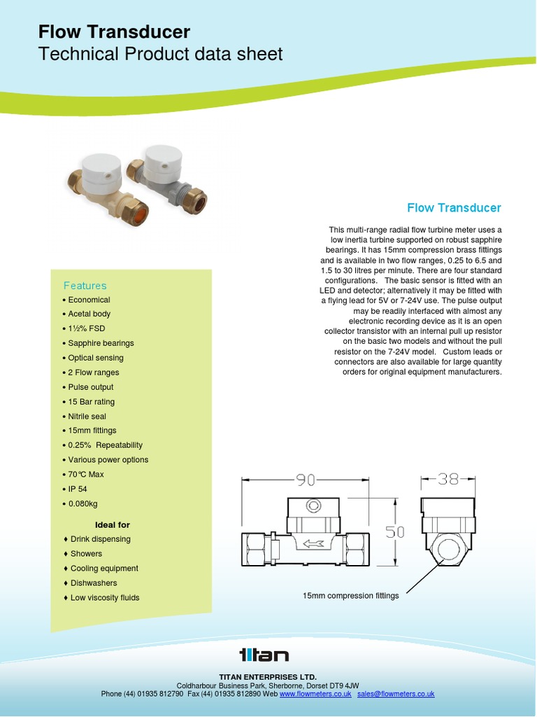 Low Cost Flow Transducer Flow Meter | PDF | Flow Measurement | Equipment