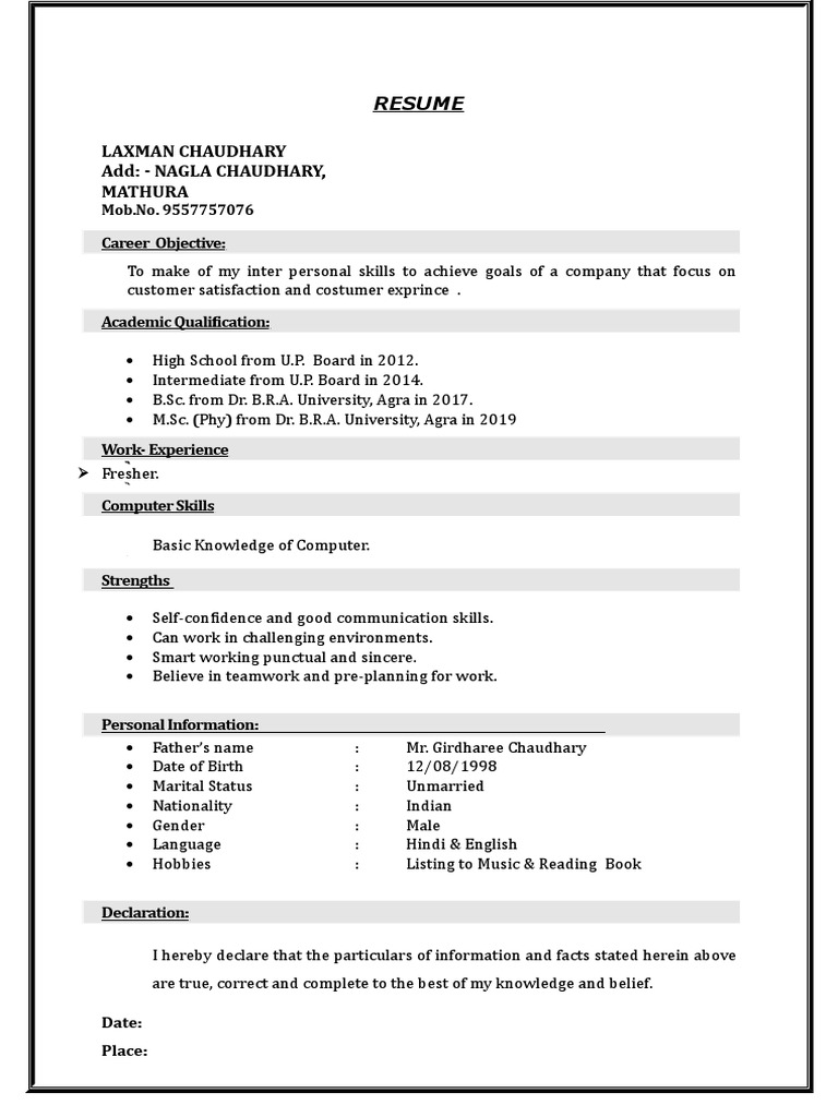 Laxman Chaudhary Resume Summary | PDF