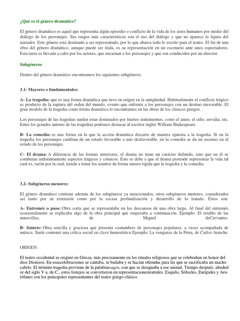 Género Dramático | PDF | Comedia | Tragedia