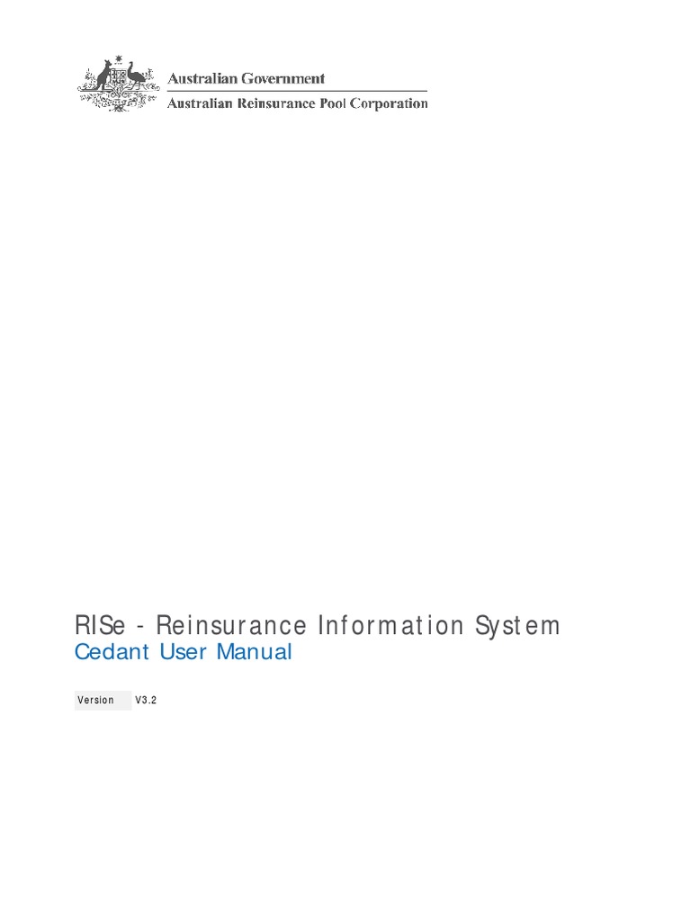 RISe Cedant User Manual v3.2 | PDF | Withholding Tax | Insurance