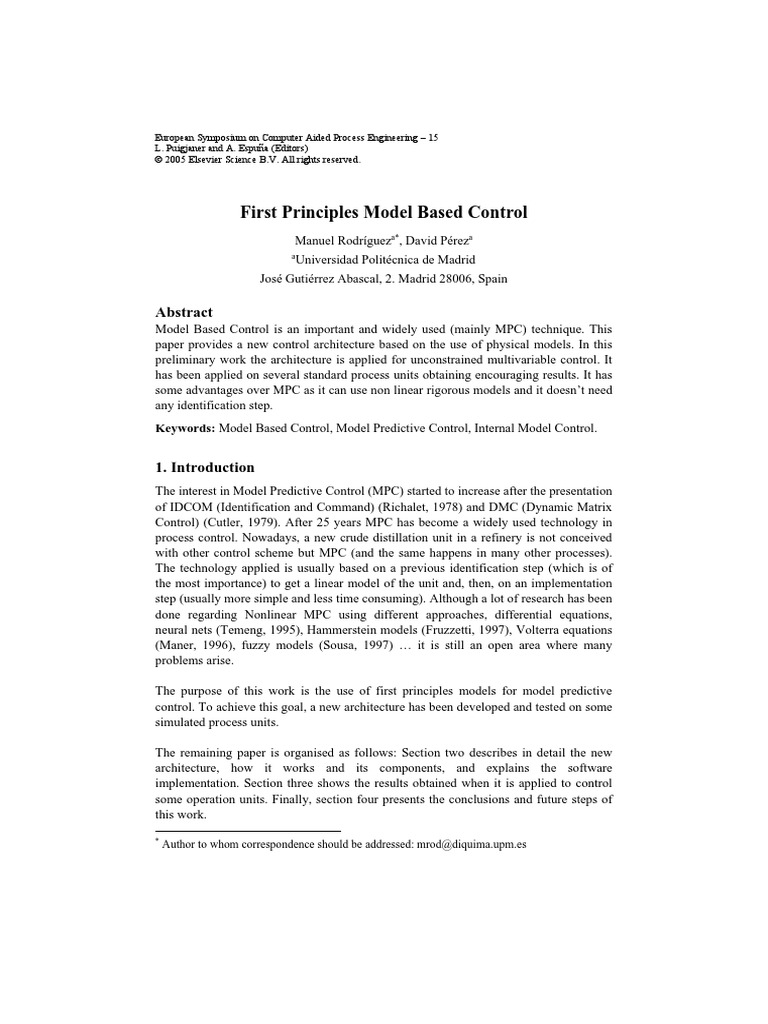 Model Based Control | PDF | Control Theory | Mathematical Model