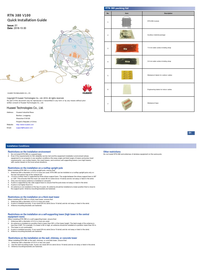 RTN 380 V100 Quick Installation Guide 01 PDF | PDF | Coaxial Cable ...