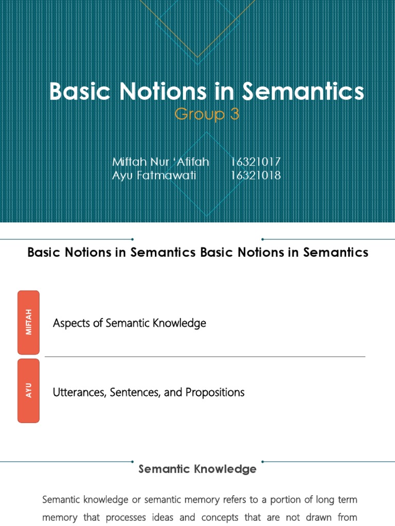 Basic Notions in Semantics | PDF | Proposition | Sentence (Linguistics)