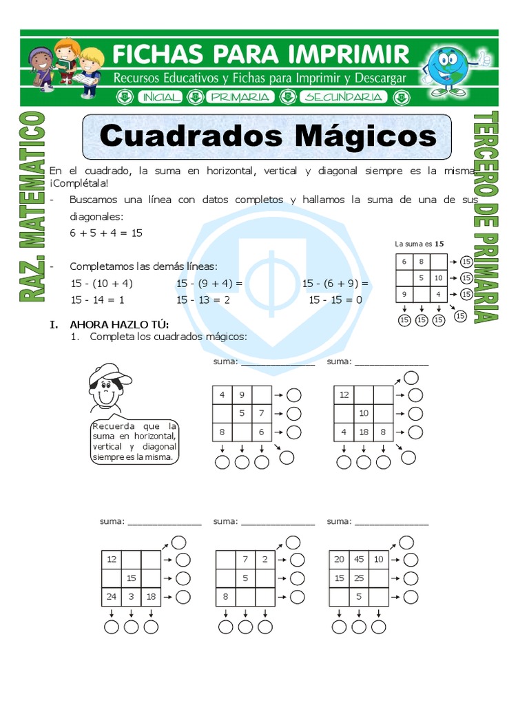 Ficha Cuadros Magicos para Tercero de Primaria PDF | PDF | Ocio ...