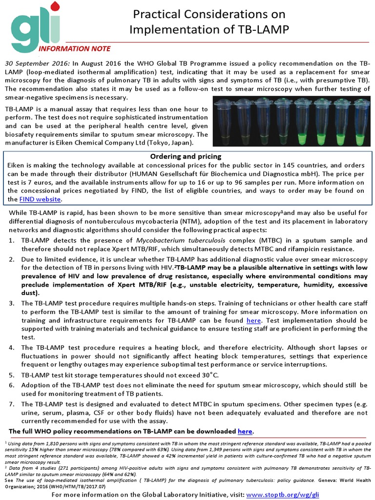 TB - LAMP Info Note | PDF | Tuberculosis | Health Sciences