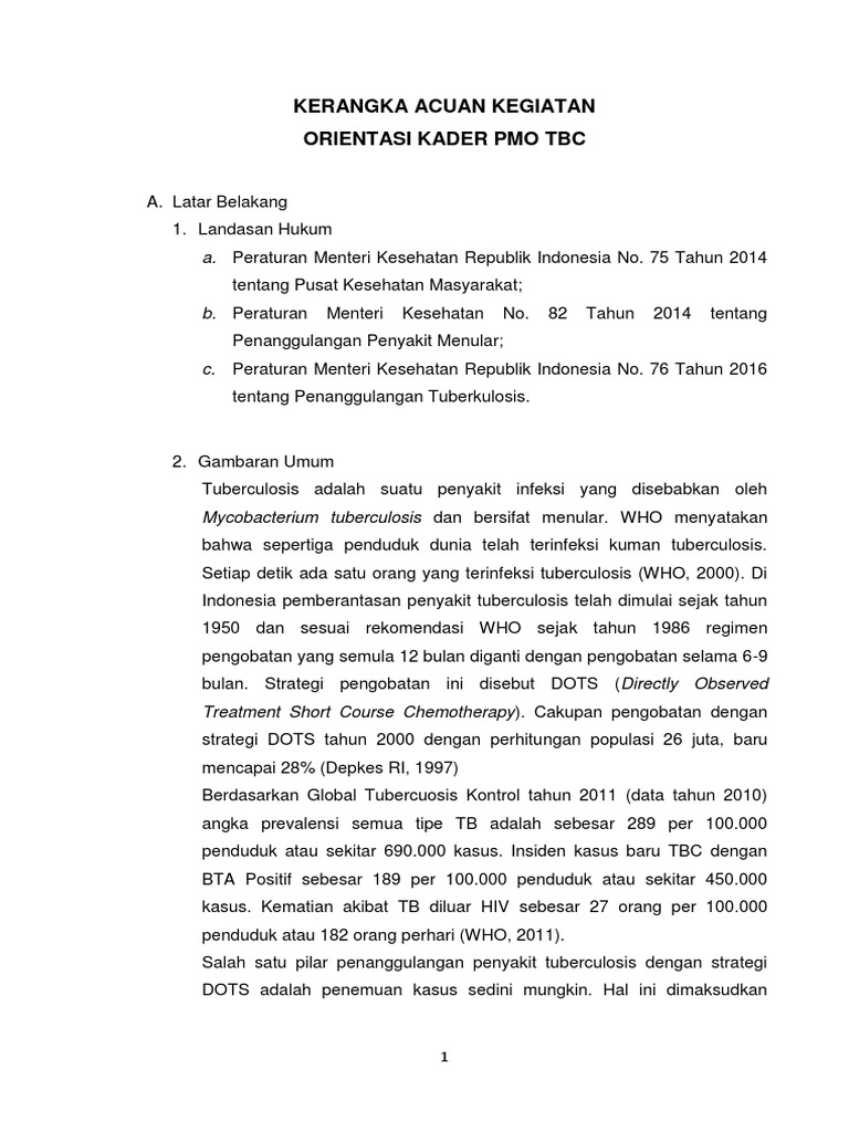 Kak Orientasi Kader Pmo TBC | PDF