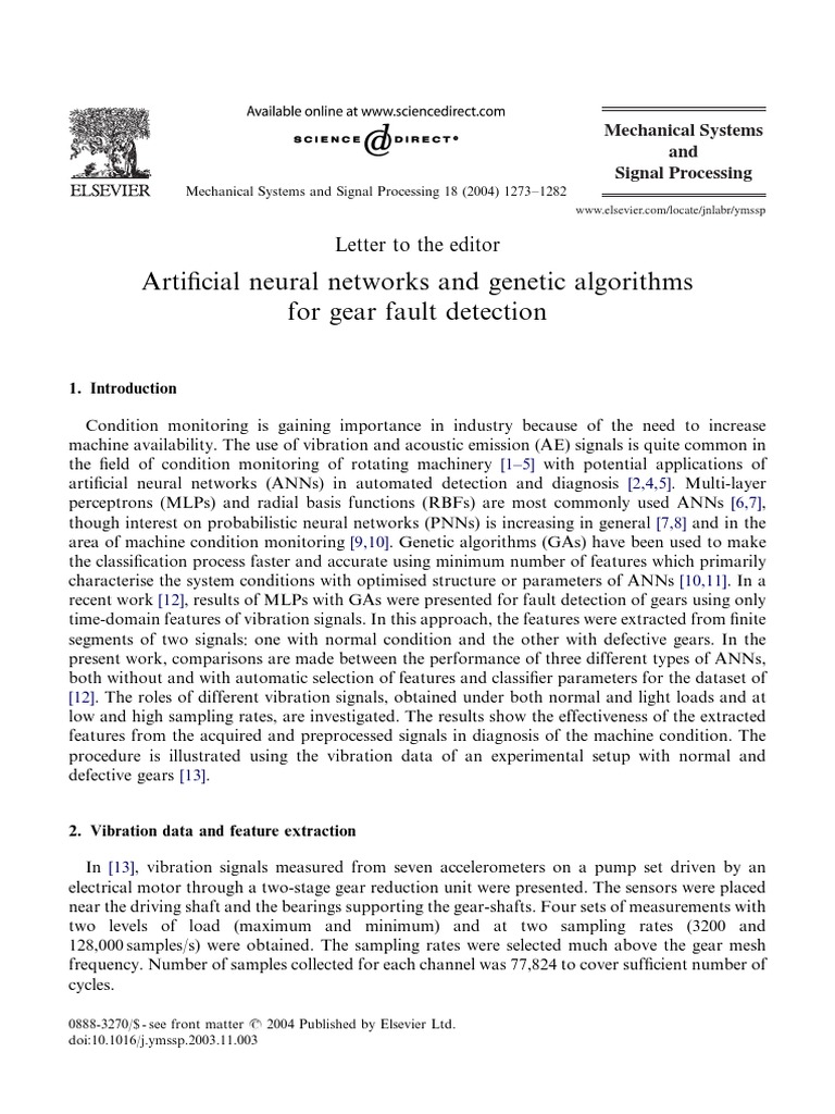 Samanta2004 PDF | PDF | Artificial Neural Network | Principal Component Analysis