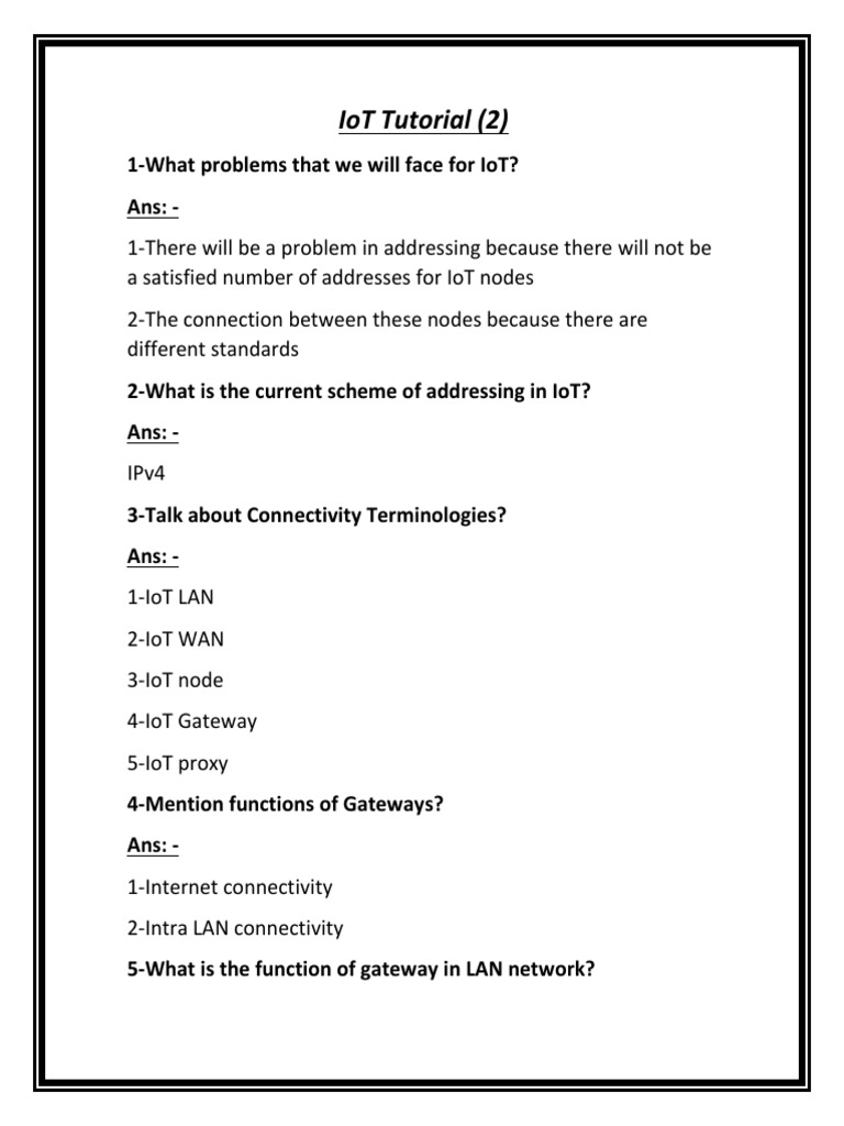 Iot Tutorial (2) : 1-What Problems That We Will Face For Iot? Ans | PDF | I Pv6 | Internet ...
