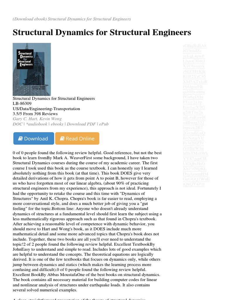 (Download Ebook) Structural Dynamics For Structural Engineers | PDF ...