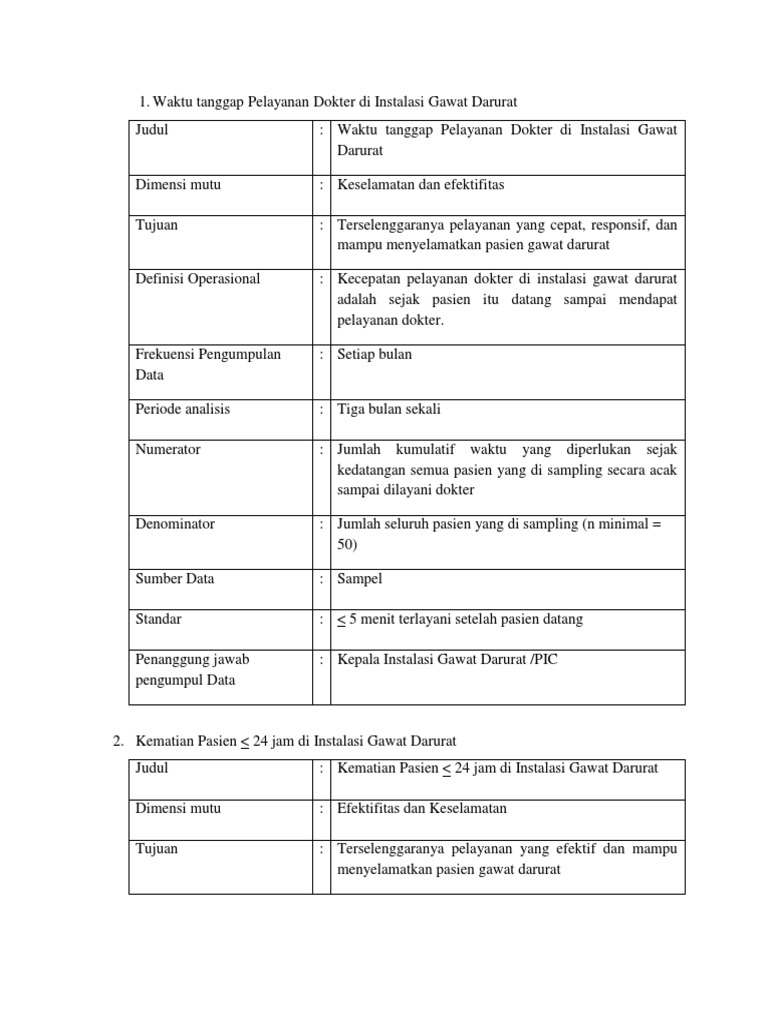 Profil Indikator Area Prioritas IGD | PDF
