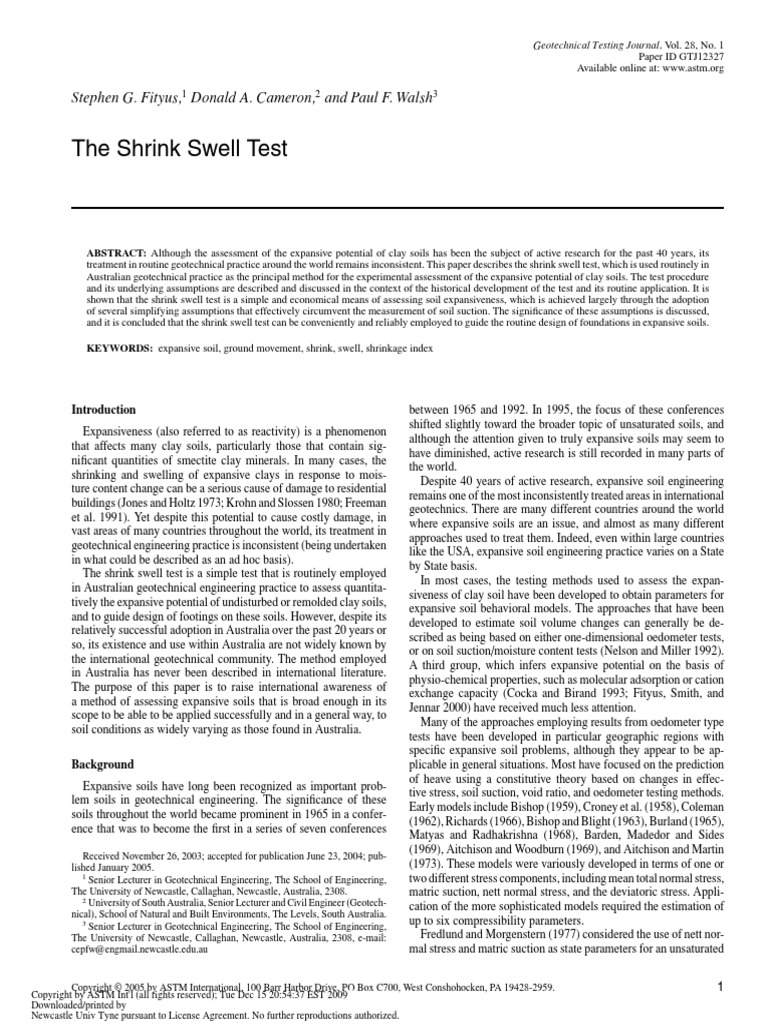 12 The Shrink Swell Test | PDF | Geotechnical Engineering | Soil