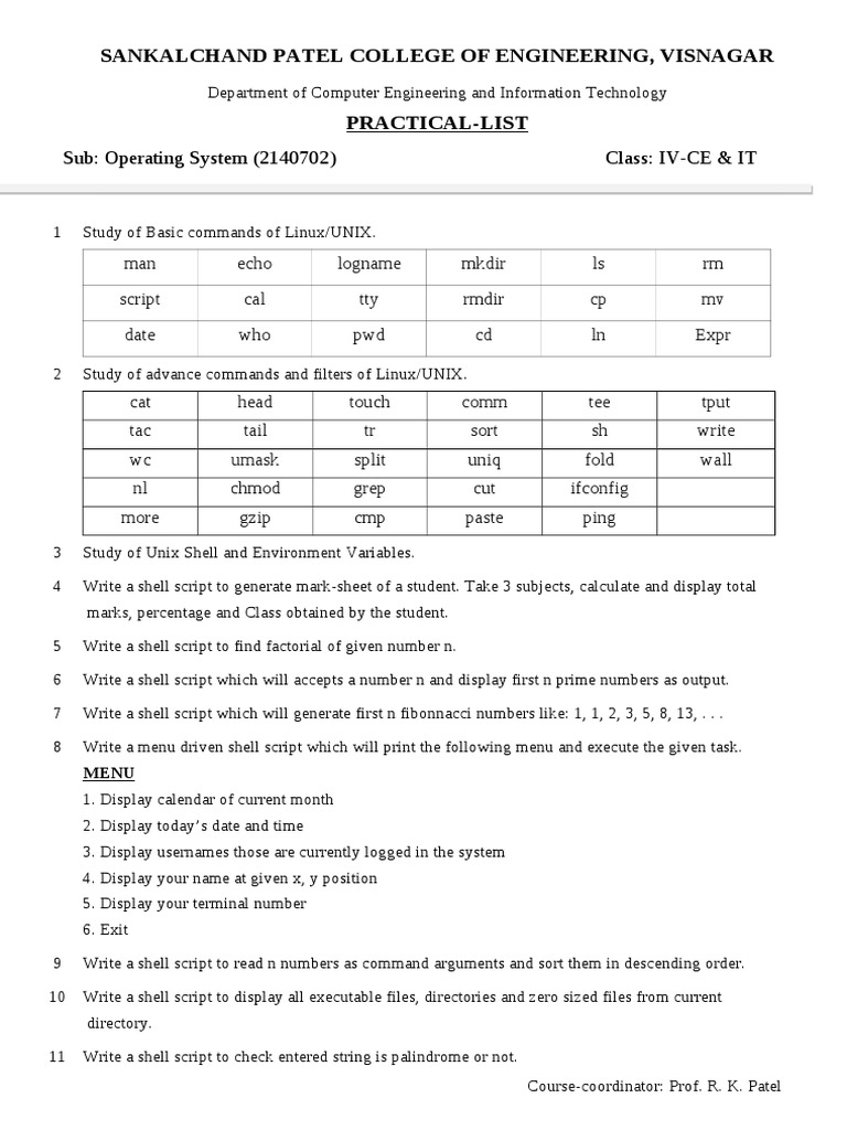 OS Practical 2015 GTU | PDF | Unix | Software Engineering
