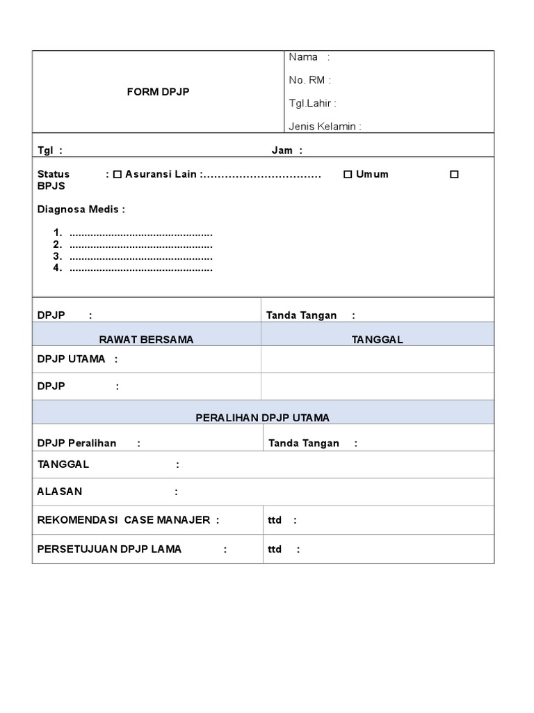 Form Peralihan DPJP | PDF