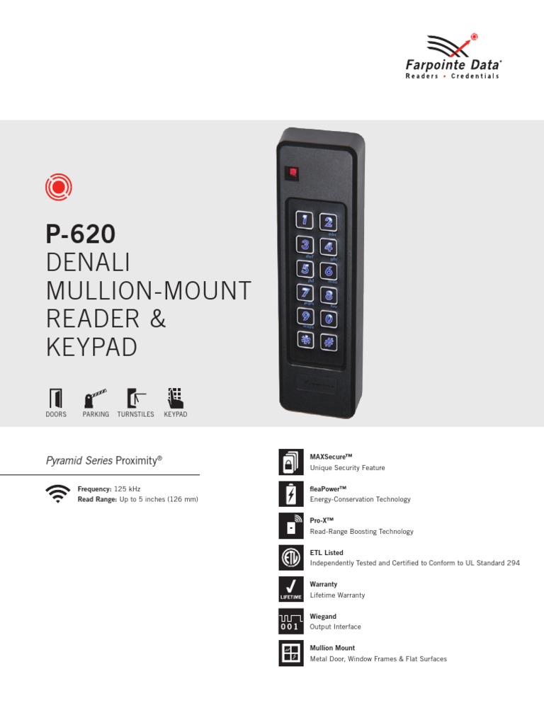 Denali Mullion-Mount Reader & Keypad: Pyramid Series Proximity | PDF ...