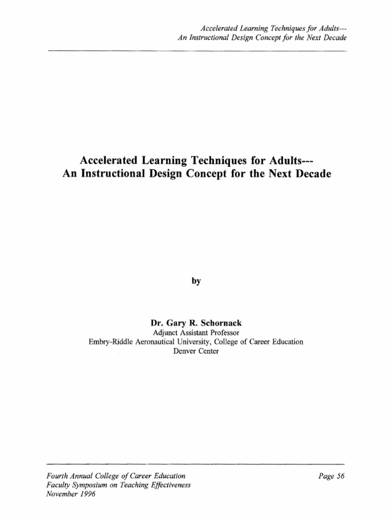 Accelerated Learning Techniques For Adults - An Instructional Design ...