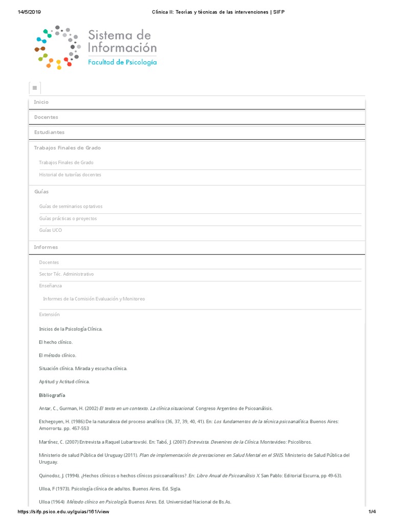 Clínica II - Teorías y Técnicas de Las Intervenciones - SIFP | PDF ...