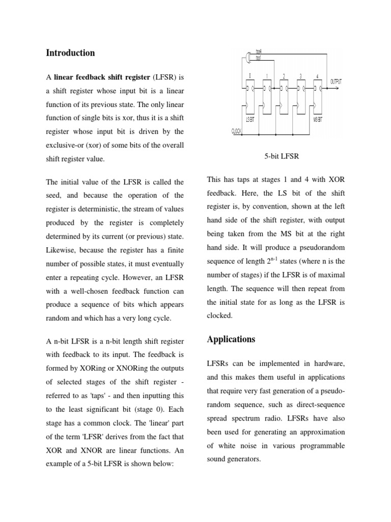 Linear Feedback Shift Register | PDF | Telecommunications Engineering ...