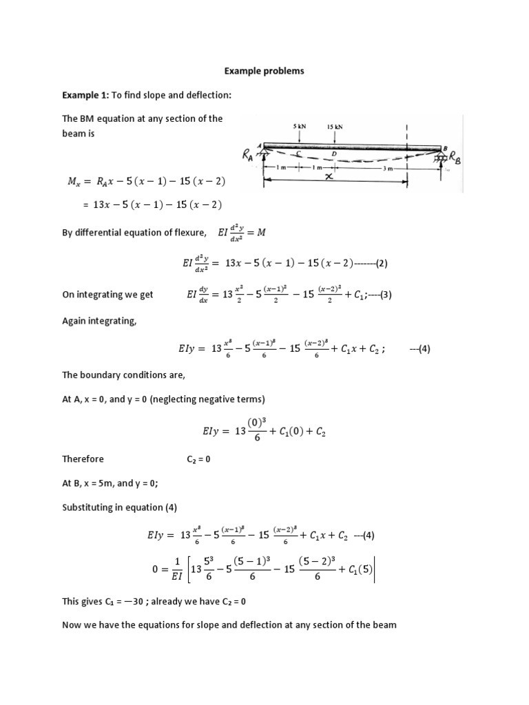 Example Problems Example 1: To Find Slope and Deflection | PDF ...