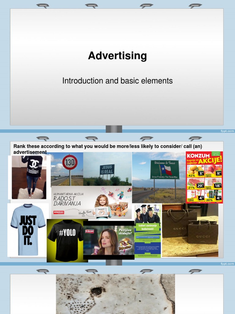 Advertising: Introduction and Basic Elements | PDF | Advertising | Mass ...
