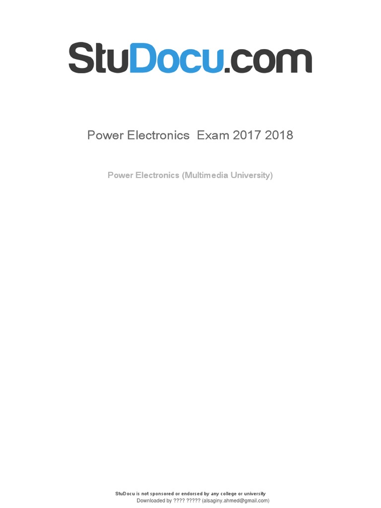 Power Electronics Exam 2017 2018 PDF | PDF