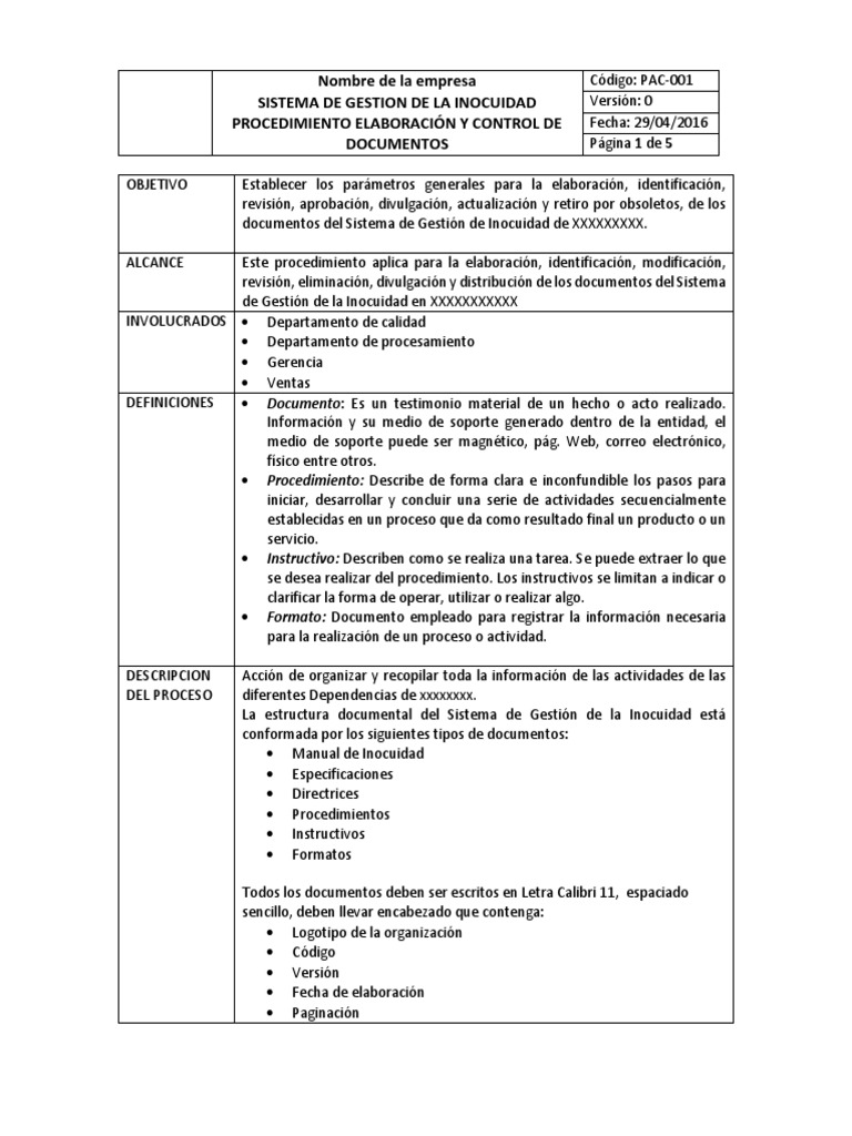 Ejemplo Control de Documentos | PDF | Información | Calidad (comercial)