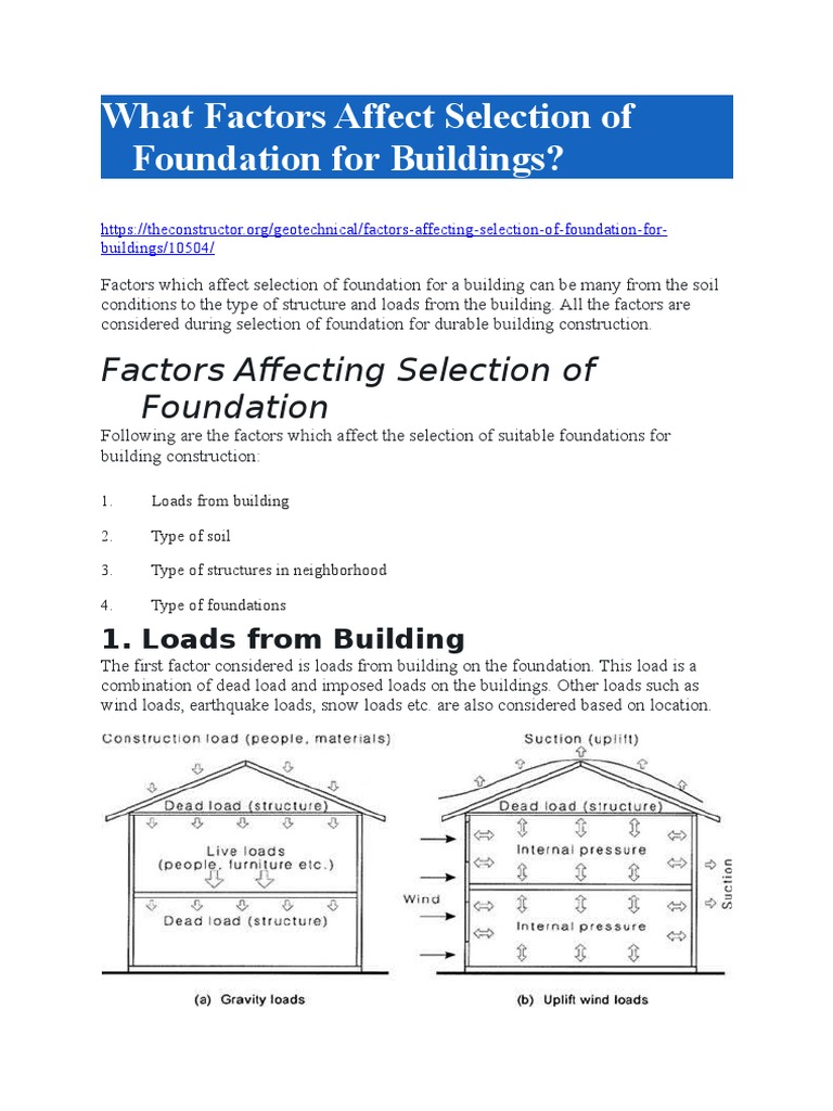 Factors Affect Selection of Foundation For Buildings | PDF | Foundation ...