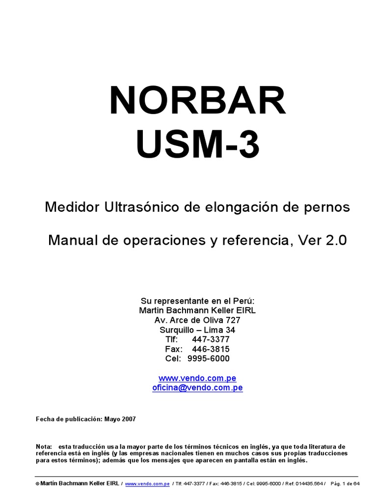 014435.564 Manual NORBAR USM-3 PDF | PDF | Contraseña | Calibración