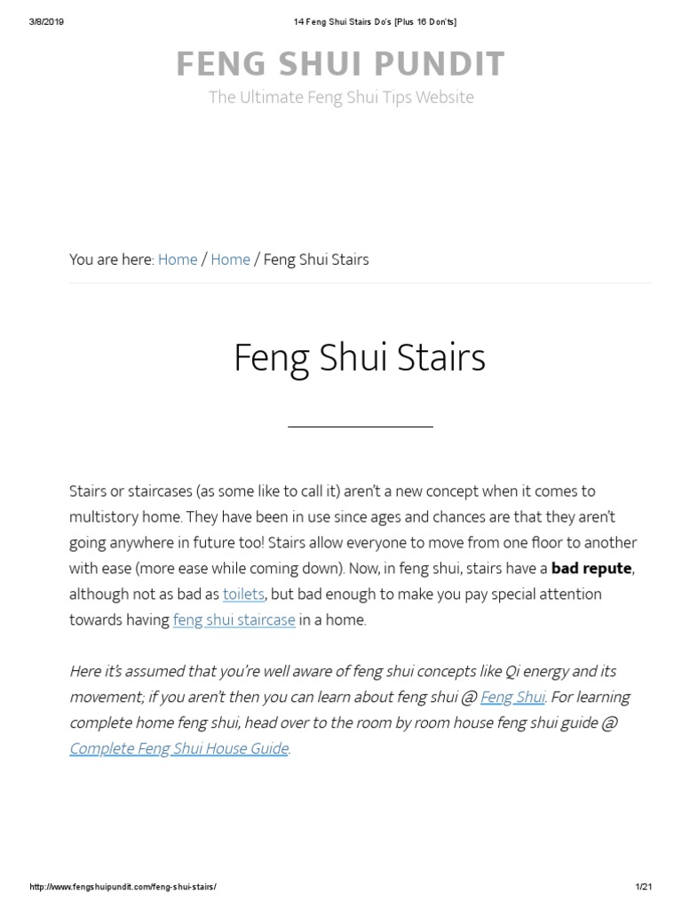14 Feng Shui Stairs Do's (Plus 16 Don'Ts) | PDF | Stairs | Building ...