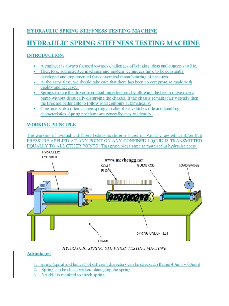 Hydraulic Spring Stiffness Testing Machine | PDF | Suspension (Vehicle ...