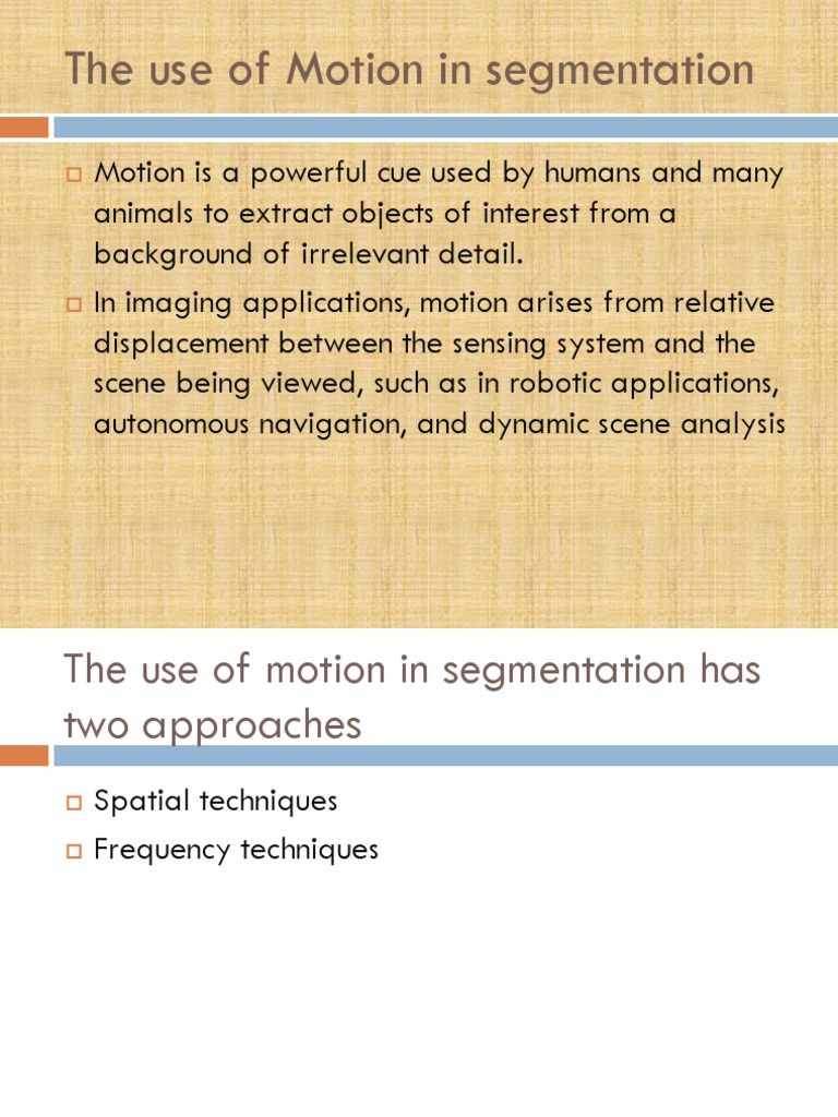 Unit-6bThe Use of Motion in Segmentation | PDF