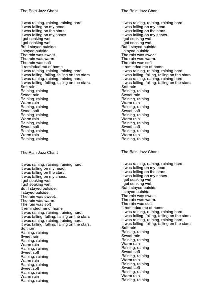 The Rain Jazz Chant.docx | Clouds, Fog And Precipitation | Precipitation
