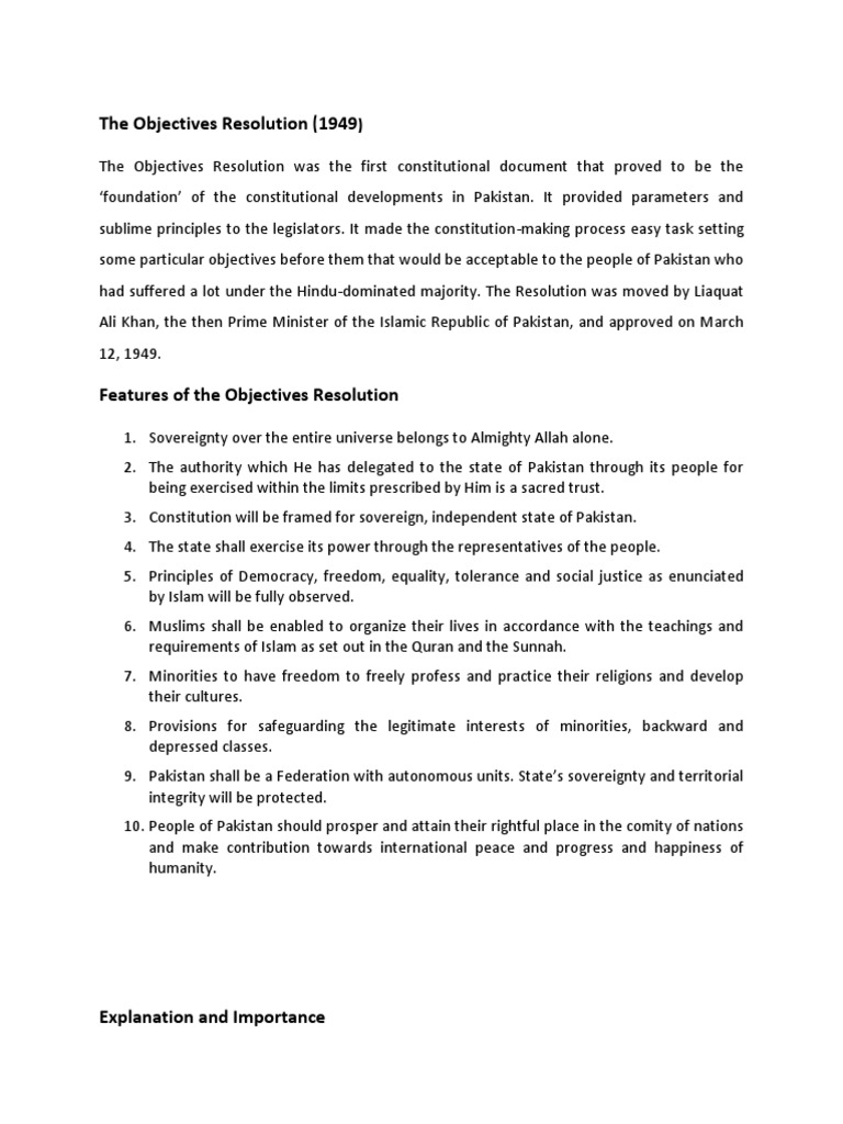 Objective Resolution | PDF | Pakistan | Government