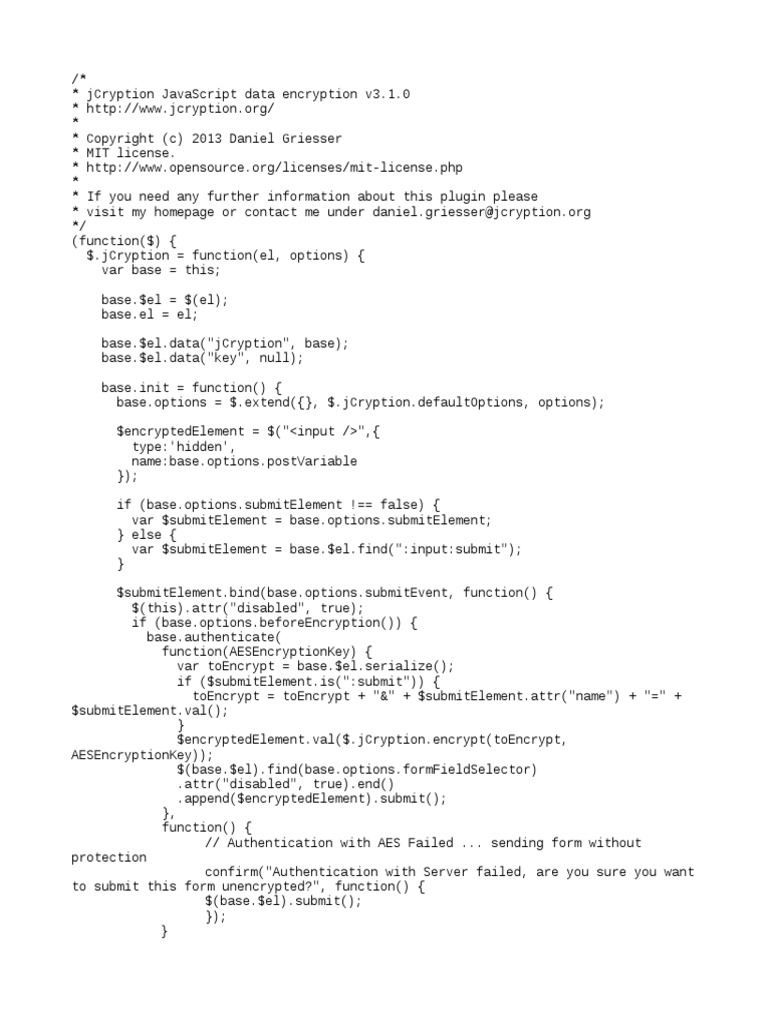 Jquery Jcryption 3 1 0 Pdf Cryptography String Computer Science