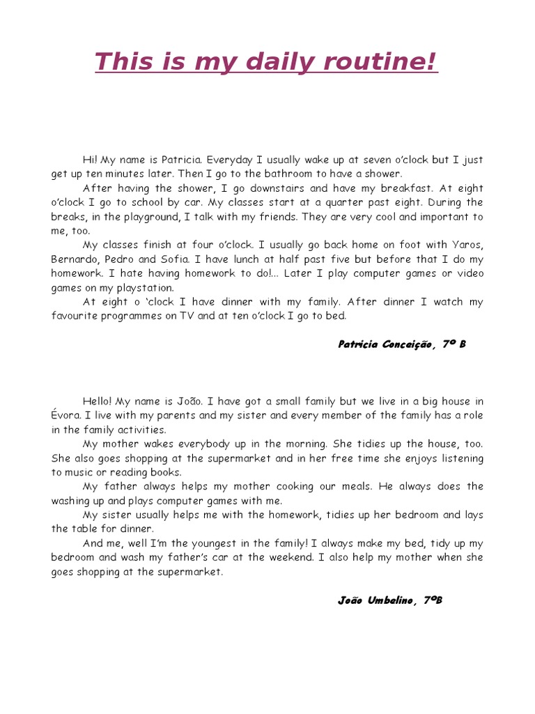 Four Students Share Their Daily Routines | PDF | Lunch | Meal