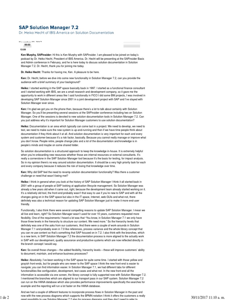 SAP Solution Manager 7.2 | PDF | Business Process | Sap Se