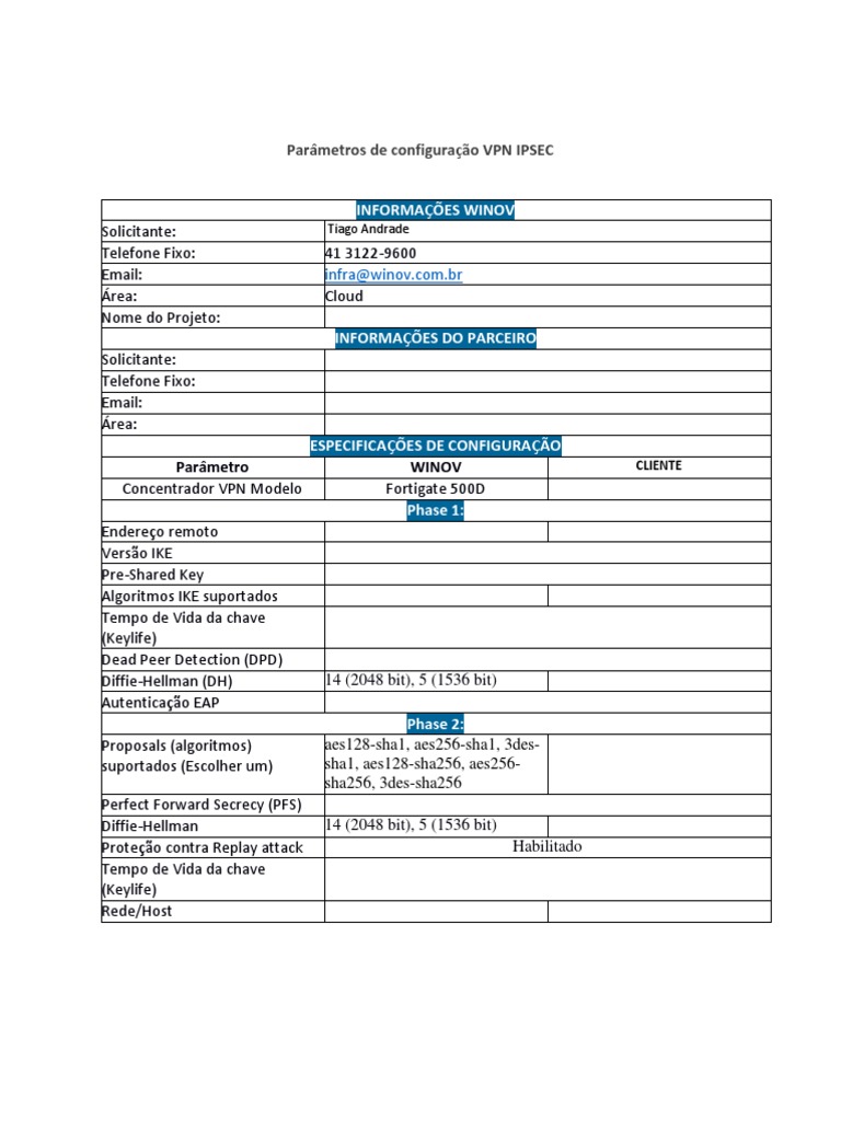 Formulario Solicitação VPN-IPSEC | PDF