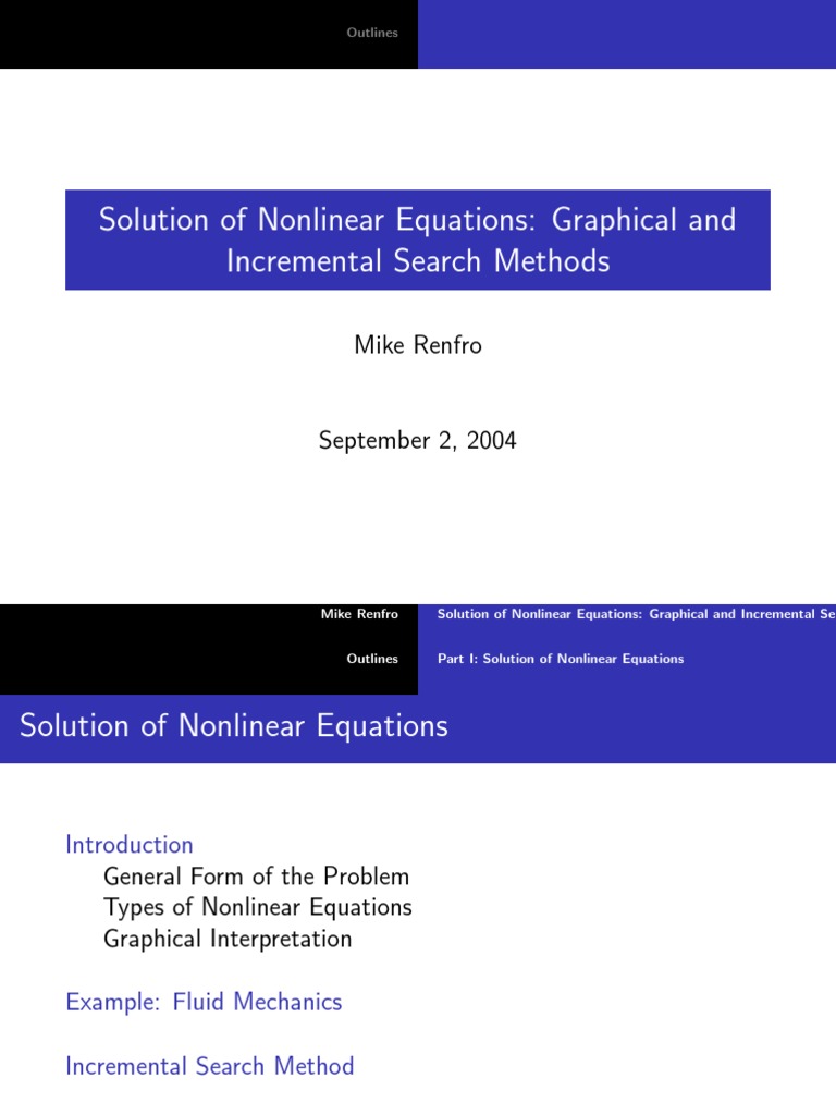 Solution of Nonlinear Equations: Graphical and Incremental Search ...