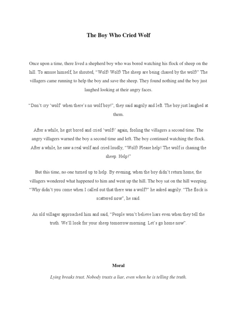 The Boy Who Cried Wolf: A Cautionary Tale | PDF