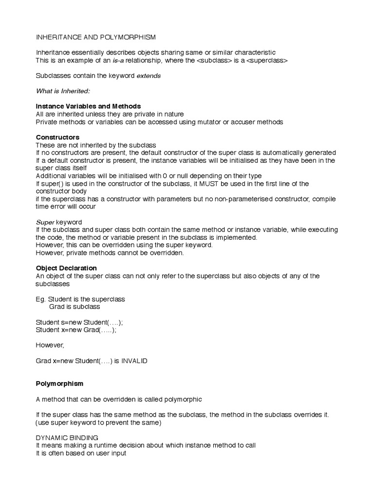 Inheritance And Polymorphism Pdf Inheritance Object Oriented