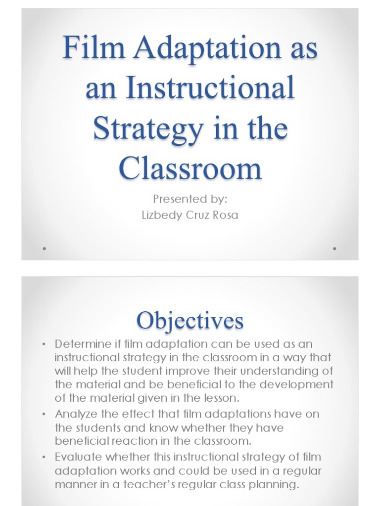 Film Adaptation Presentation | PDF | Classroom | Teachers
