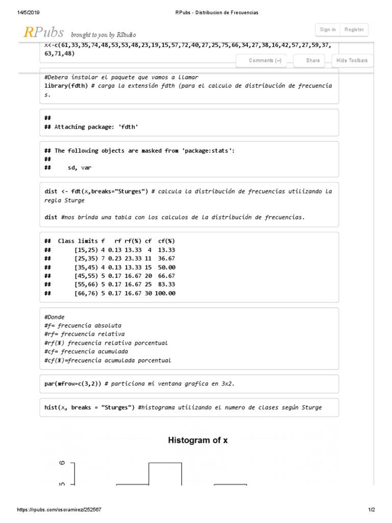 RPubs - Distribucion de Frecuencias | PDF